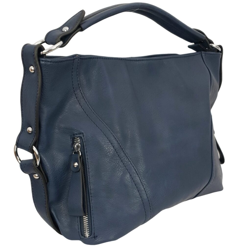 Soft Navy Blue Handbag with Zip Detail – Karisma